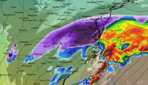 Deep purple map of horror shows 900-mile-wide snowbomb about to strike ...