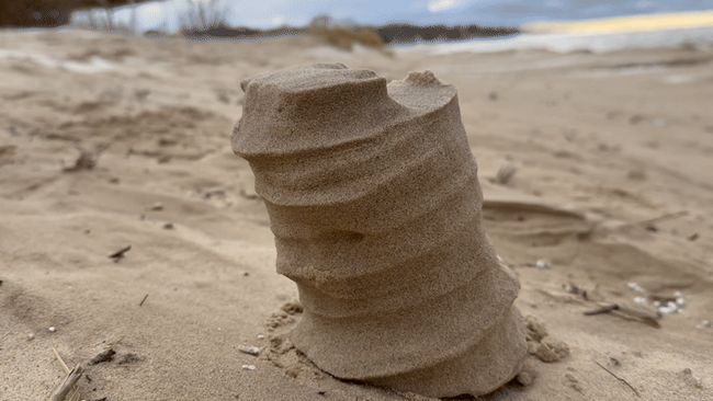 Freezing Winds Sculpt Sand Into Various Shapes Along Lake Michigan Shore