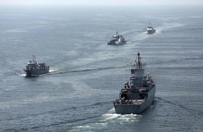 Repaired Sahand destroyer, floating base join Iranian Navy, state media say