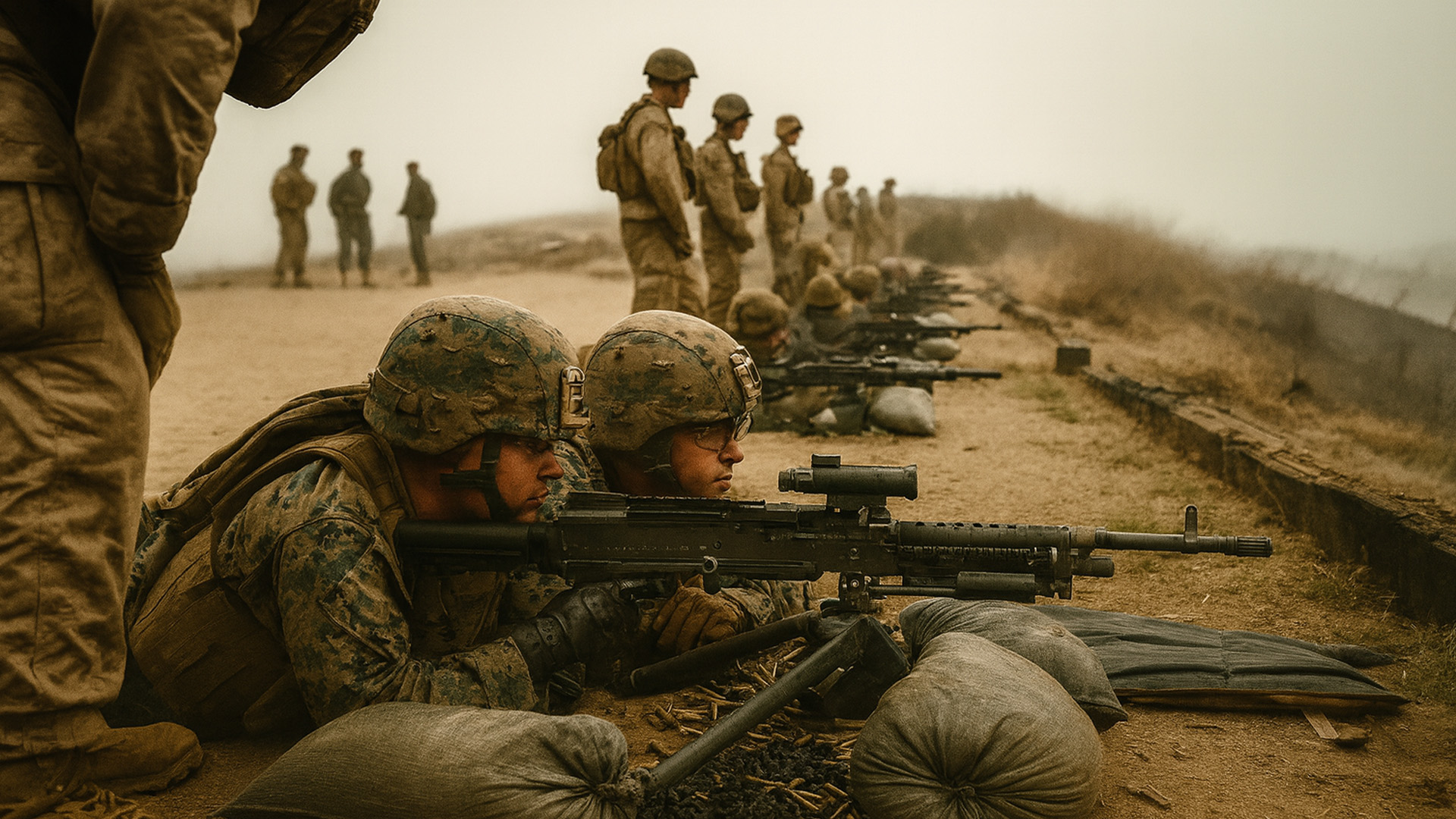 Marines Conduct M240B Machine Gun Training
