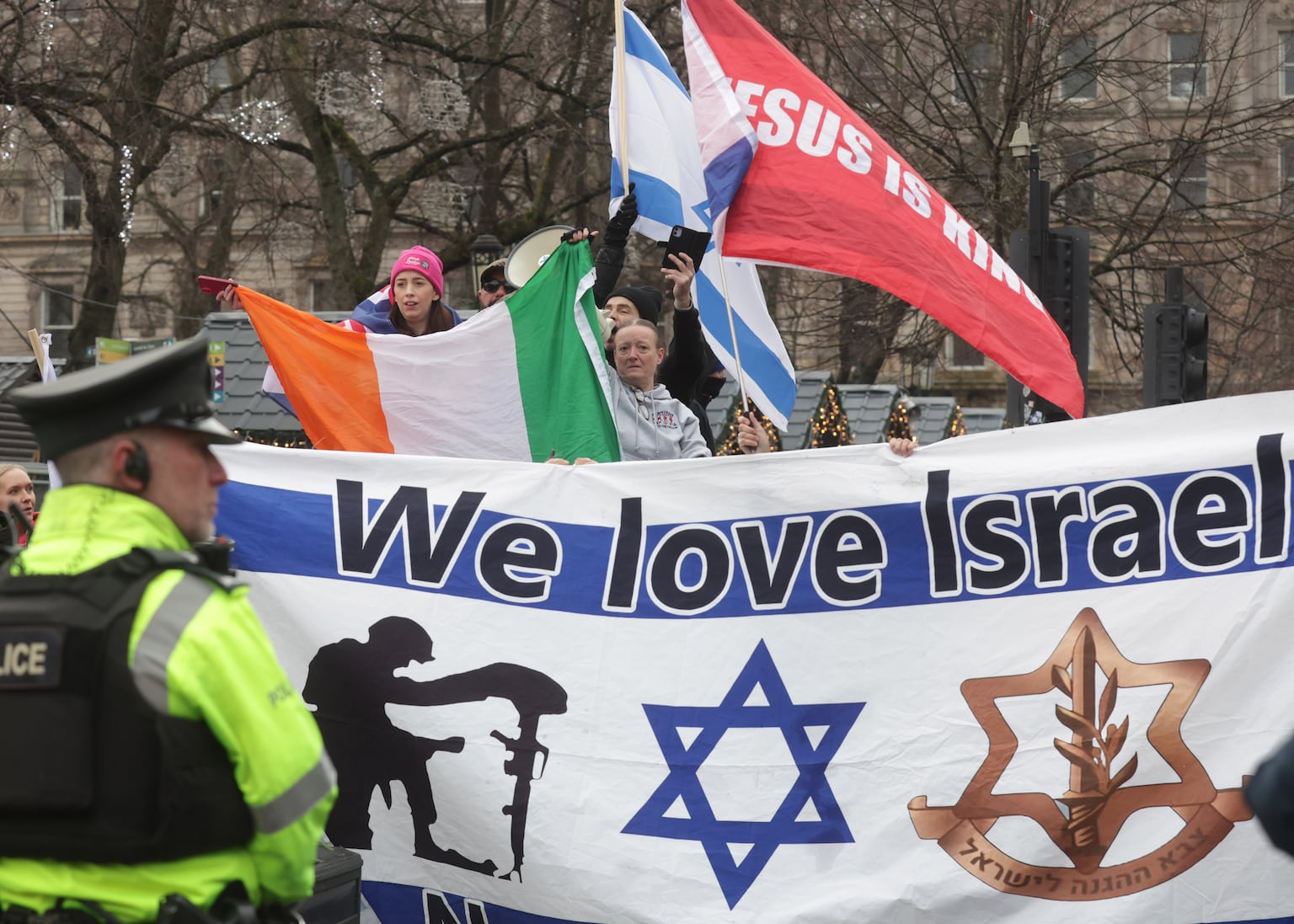 Man in tricolour balaclava arrested as pro-Palestine and loyalist ...