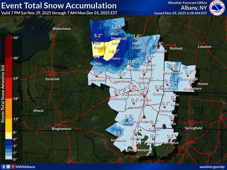 Snow, rain to move through Albany area; 'notable' snowfall expected ...
