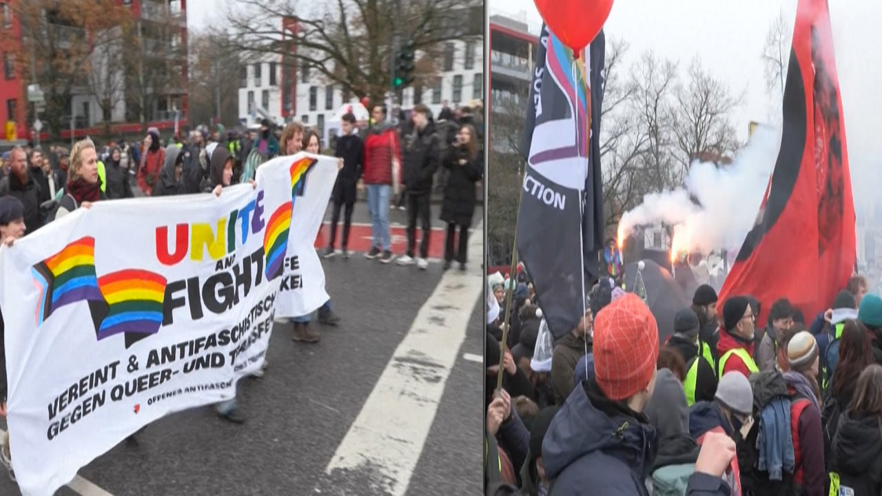 Massive protests block roads in Giessen as AfD youth group launch ...