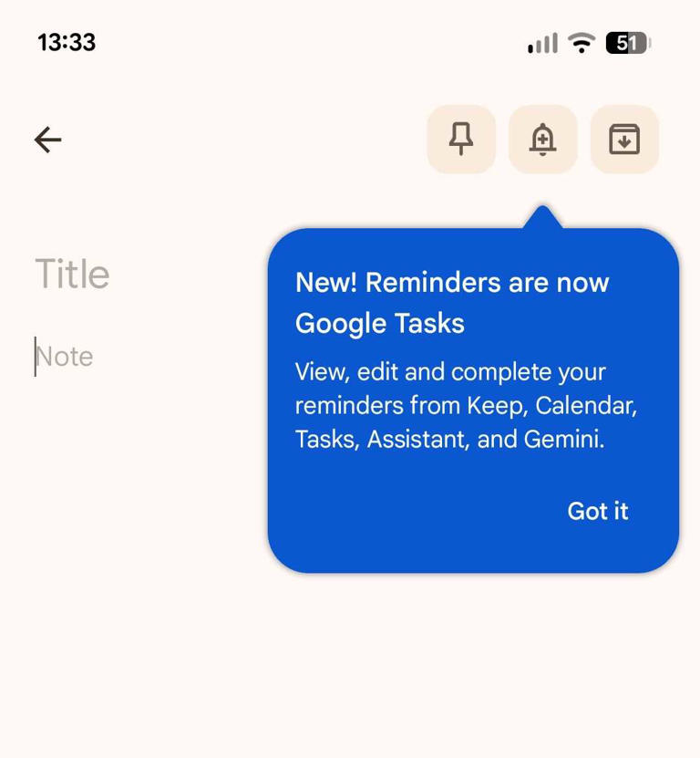 Google Keep begins the long-awaited migration of reminders to Tasks
