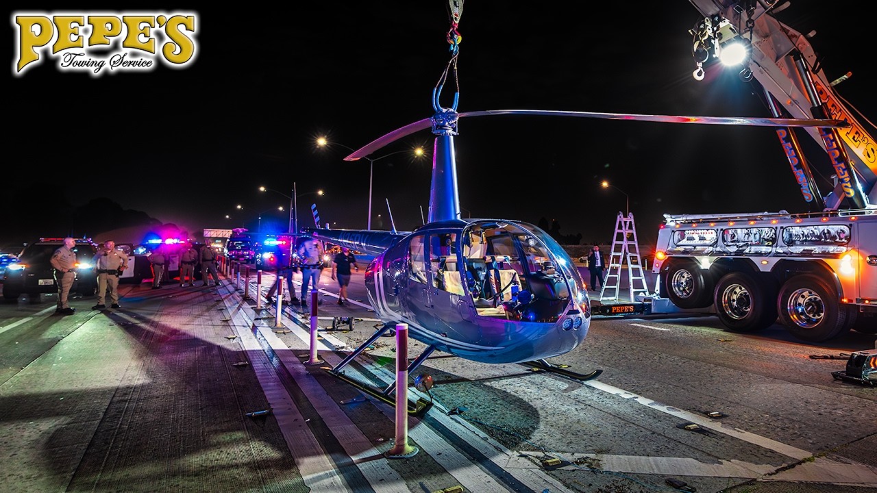 Helicopter Makes an Emergency Landing on the Freeway