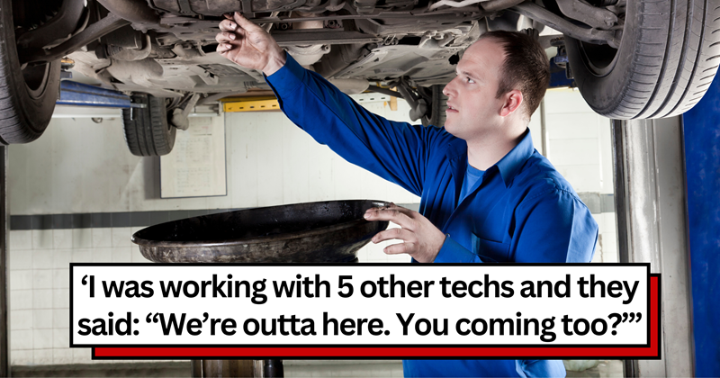 Mechanic is left alone after coworkers walk out, grinds through the ...