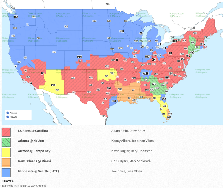 Seahawks vs. Vikings NFL TV Week 13 coverage map and FOX commentators