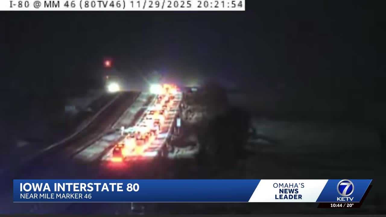 Part of Interstate 80 closed due to crash involving multiple vehicles