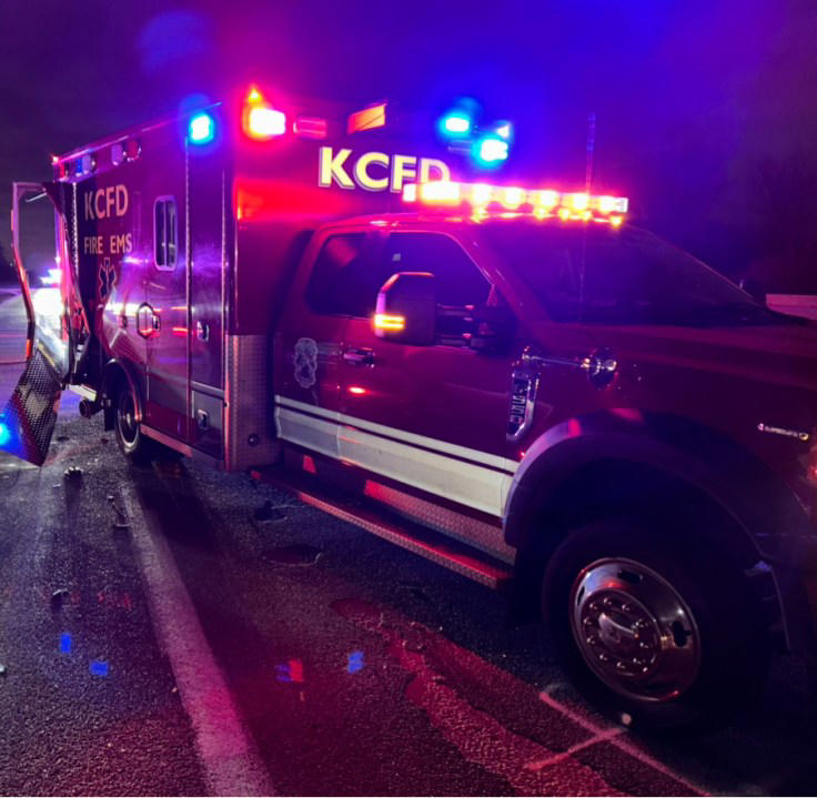 KCFD ambulance struck by semi truck, lanes closed on US 169