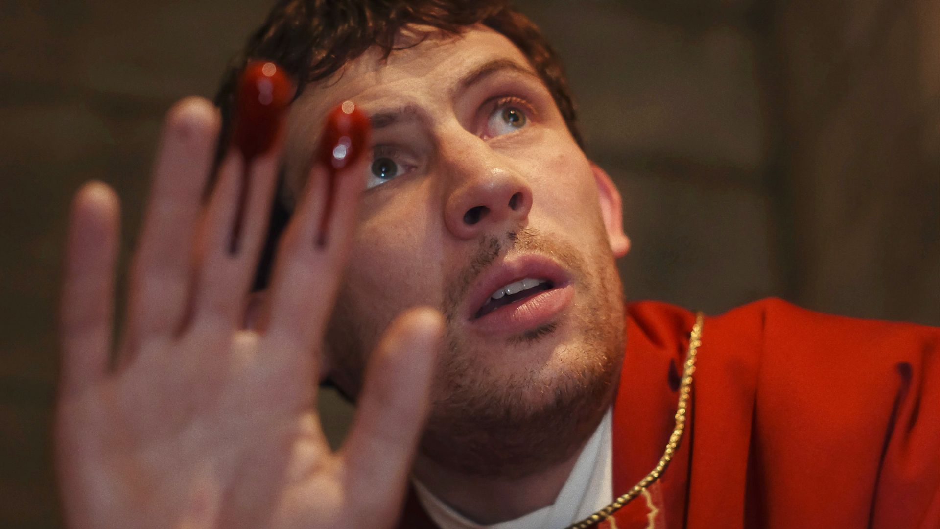 Father Jud's hidden neck tattoo in Wake Up Dead Man gets full detail ...