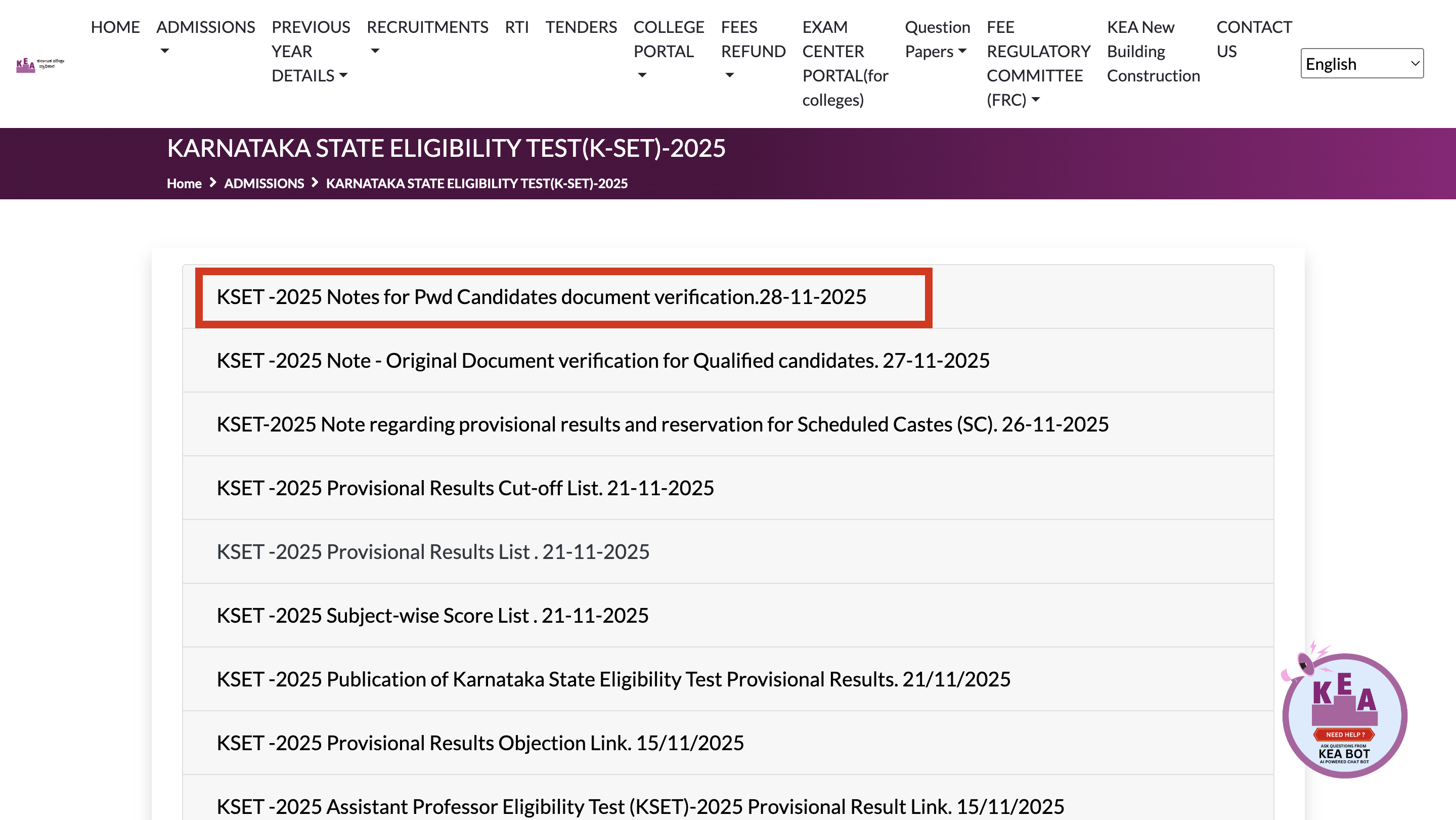 KSET 2025: KEA to conduct PwD candidate verification in December, check ...
