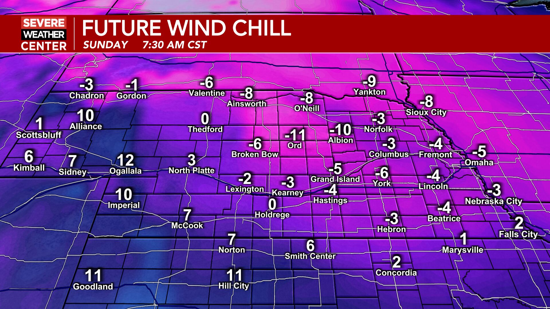 Stay cold the next couple of days with some below zero wind chills ...