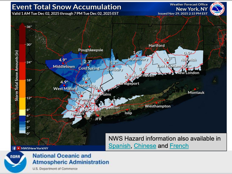 Snow And Rain In Bergen County NJ Forecast This Week