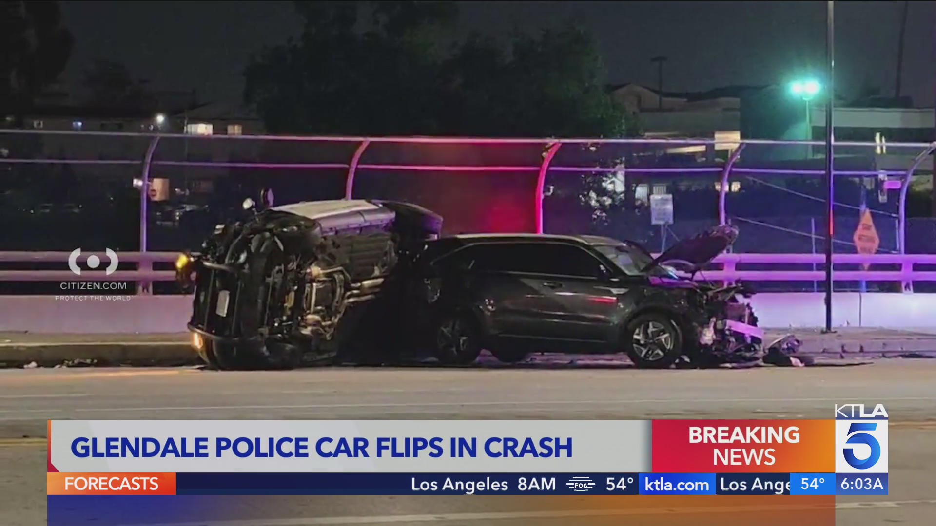 Glendale police car flips in crash