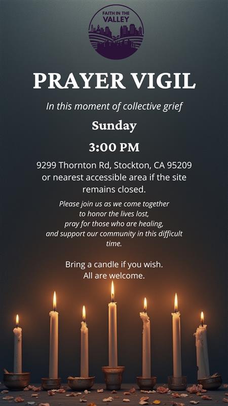 'Moment of collective grief.' Vigil in Stockton after mass shooting