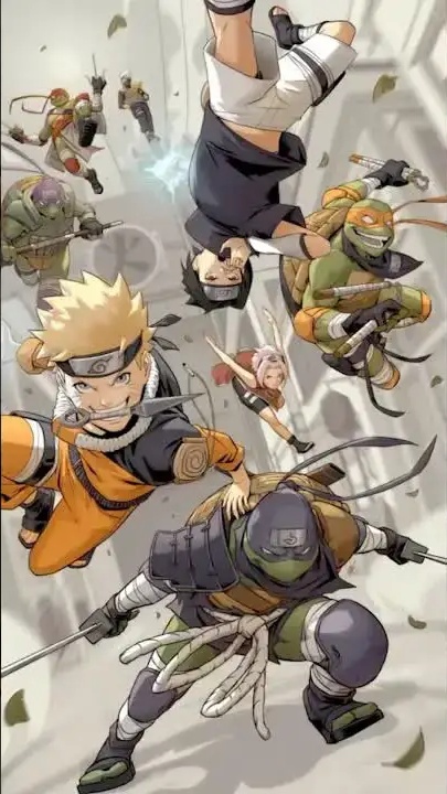 Naruto Protects April O'Neil With The Teenage Mutant Ninja Turtles!