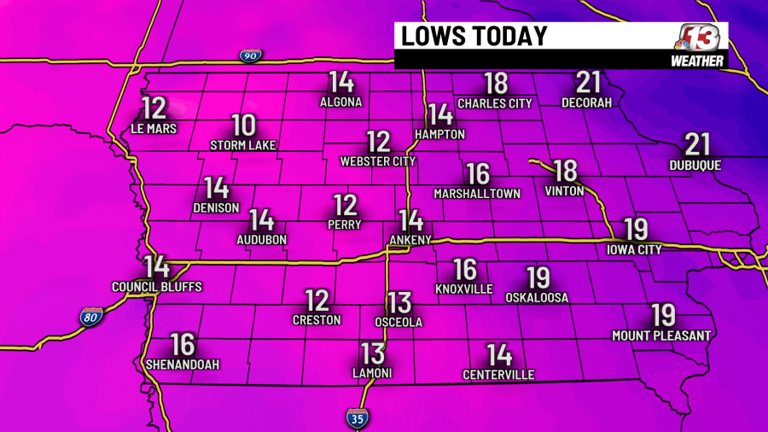 More snow on Monday, cold air settles in Iowa