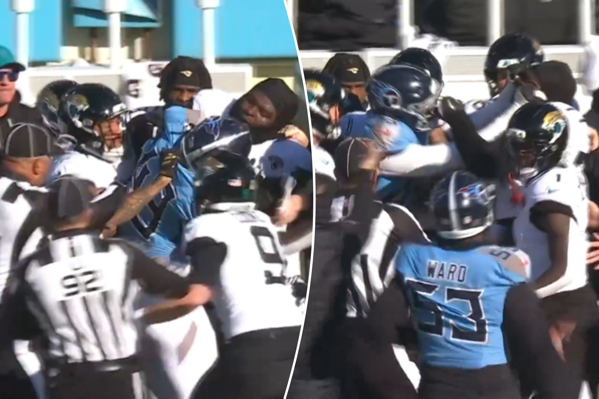 Fight breaks out in Titans-Jaguars after hard hit on Trevor Lawrence