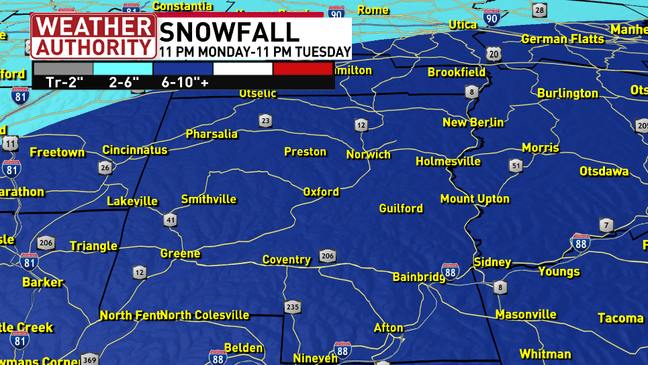 Tracking a new widespread snowy system Monday night through Tuesday