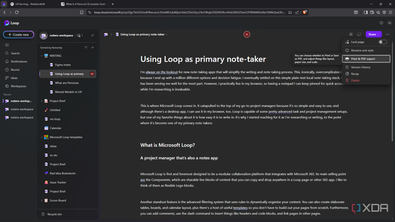 I started using Microsoft Loop as my primary note-taker