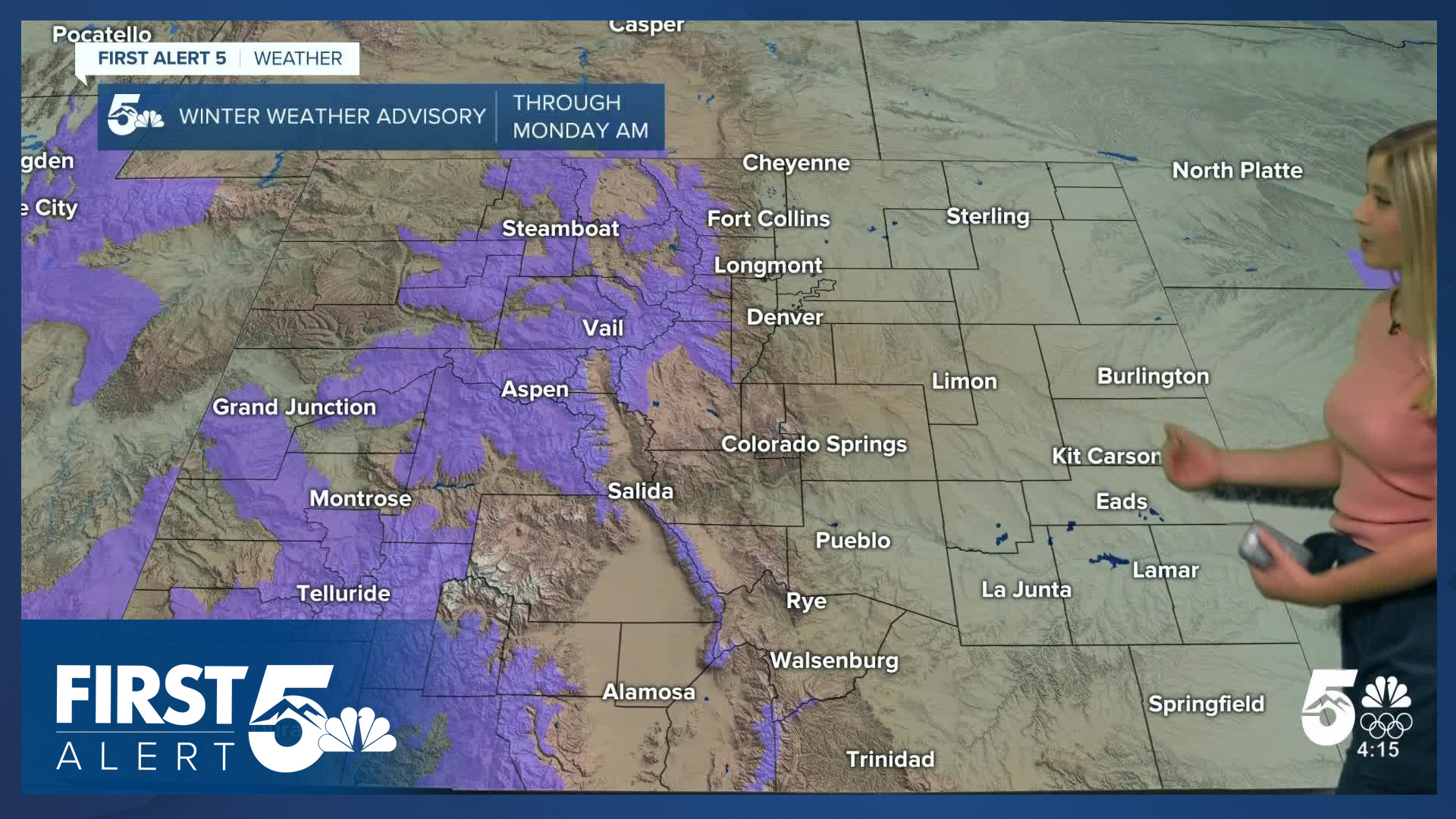 Cold with snow showers Sunday night in southern Colorado
