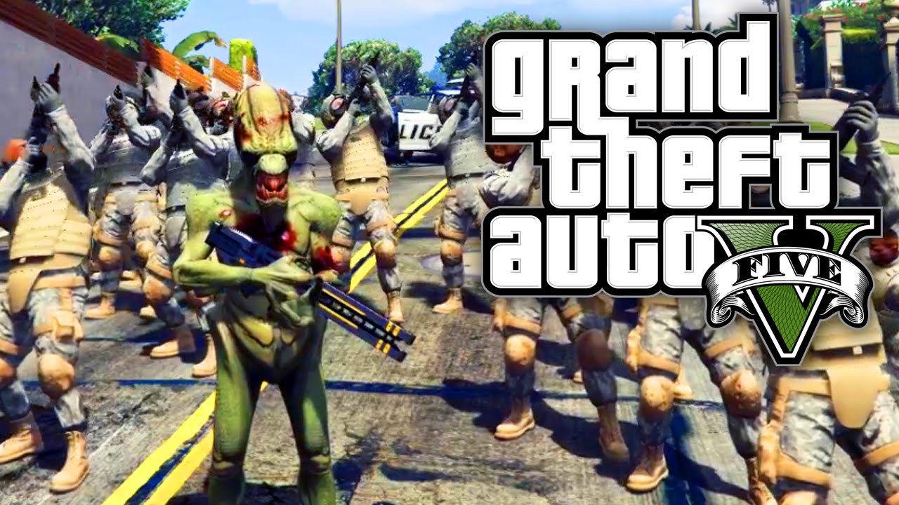 GTA 5 MODS - ALIEN ARMY INVASION! (GTA 5 PC Mods)