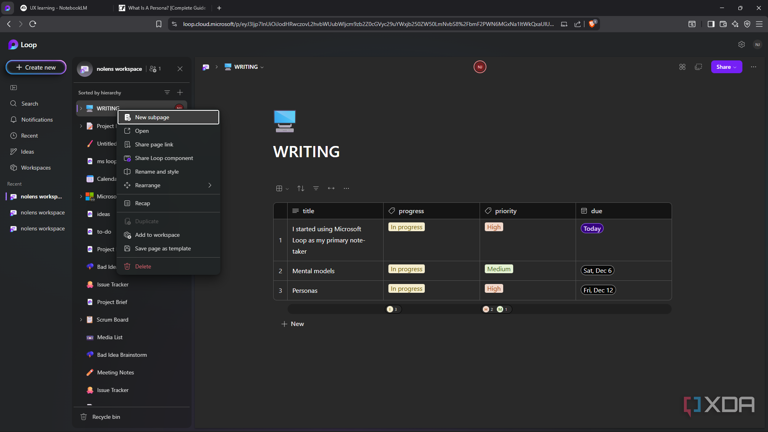 I started using Microsoft Loop as my primary note-taker