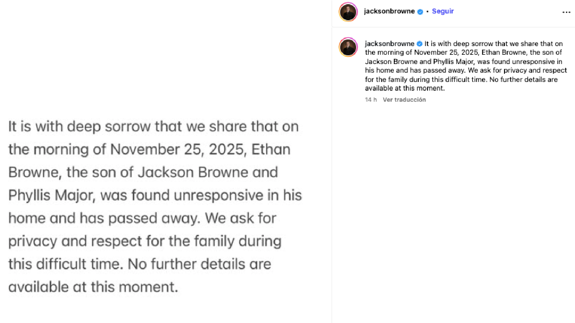 Sudden death at 52: Jackson Browne's son Ethan found lifeless at home