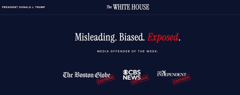 White House names and shames ‘biased’ news outlets and reporters with ...