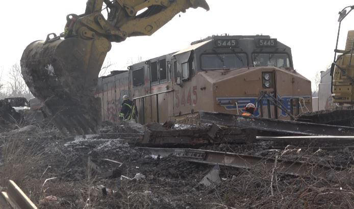 Train traffic resumes after derailment west of Perry Saturday night
