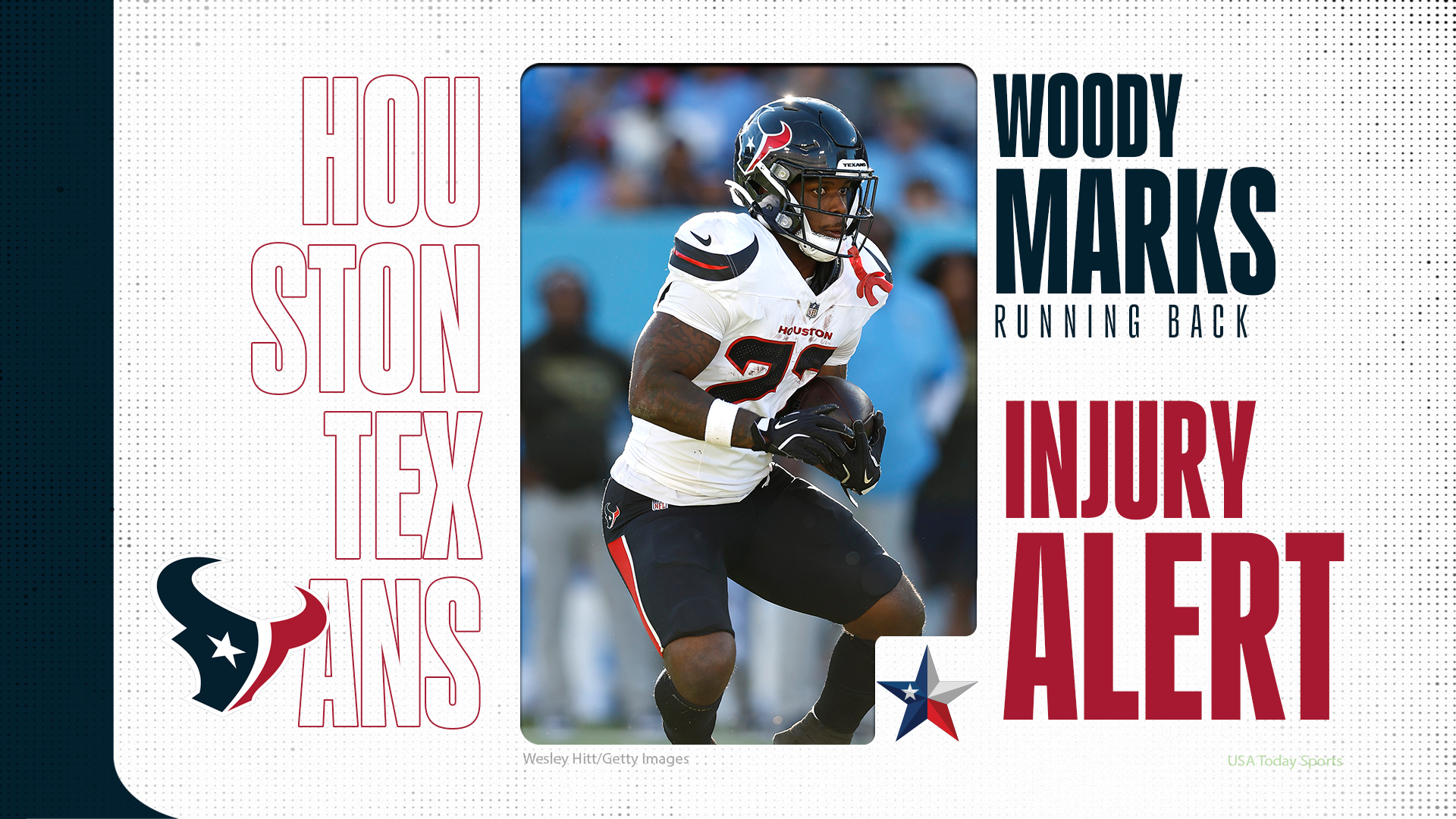 Texans RB Woody Marks leaves first quarter vs. Colts with foot injury