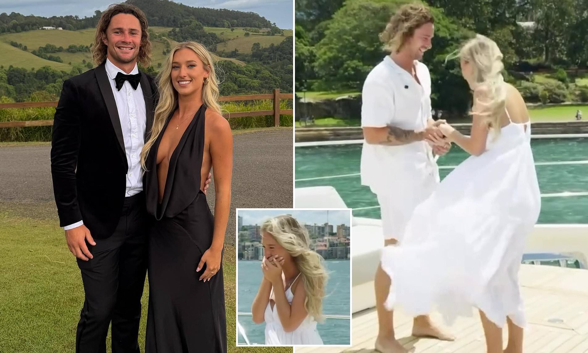 Footy star Nicho Hynes gets engaged after completing STUNNING proposal