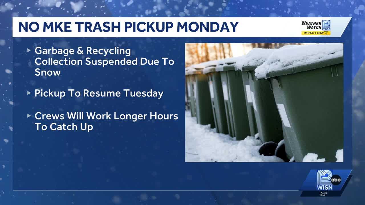 Milwaukee DPW: Garbage and recycling pickup suspended Monday