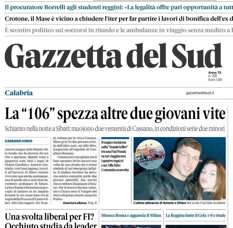 Rassegna stampa 01-12-2025 edizioni Calabria