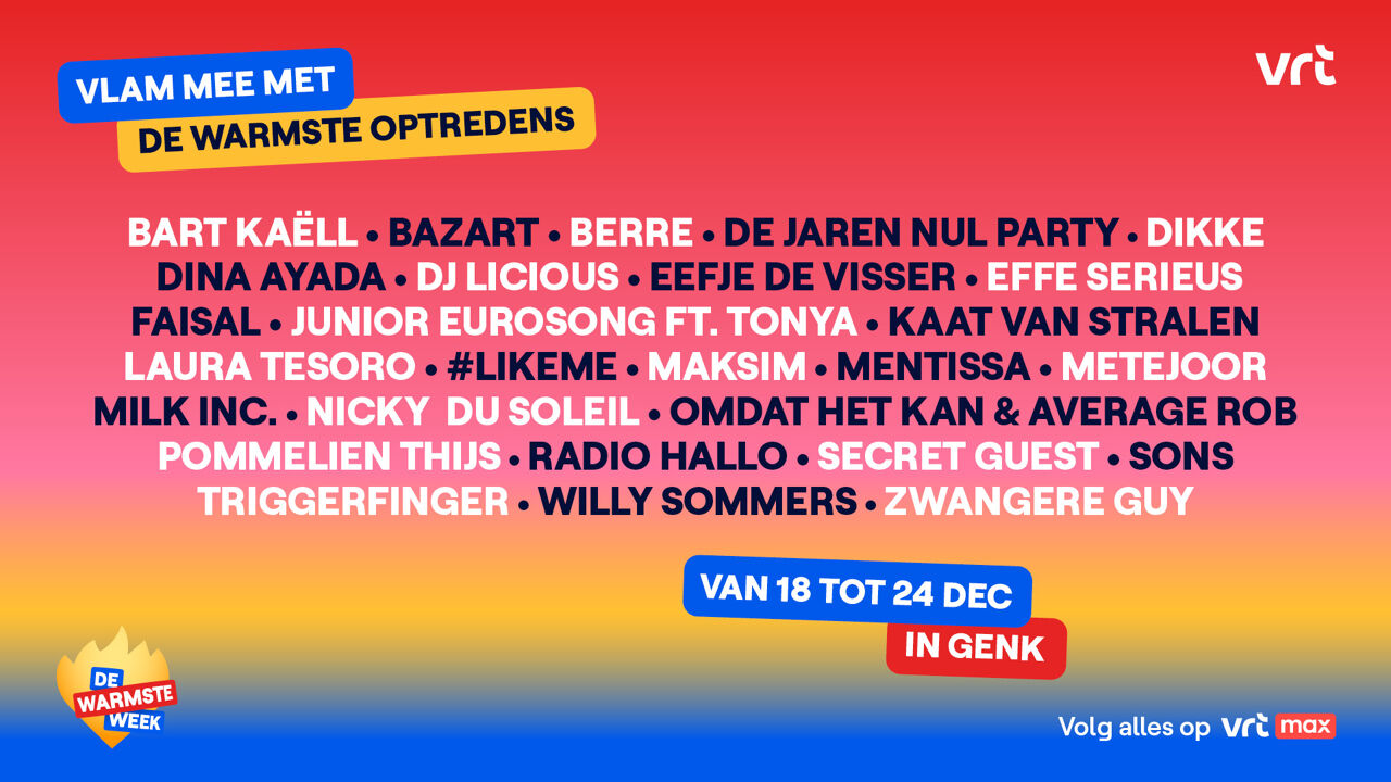 Dit zijn de 4 presentatoren van De Warmste Week 2025