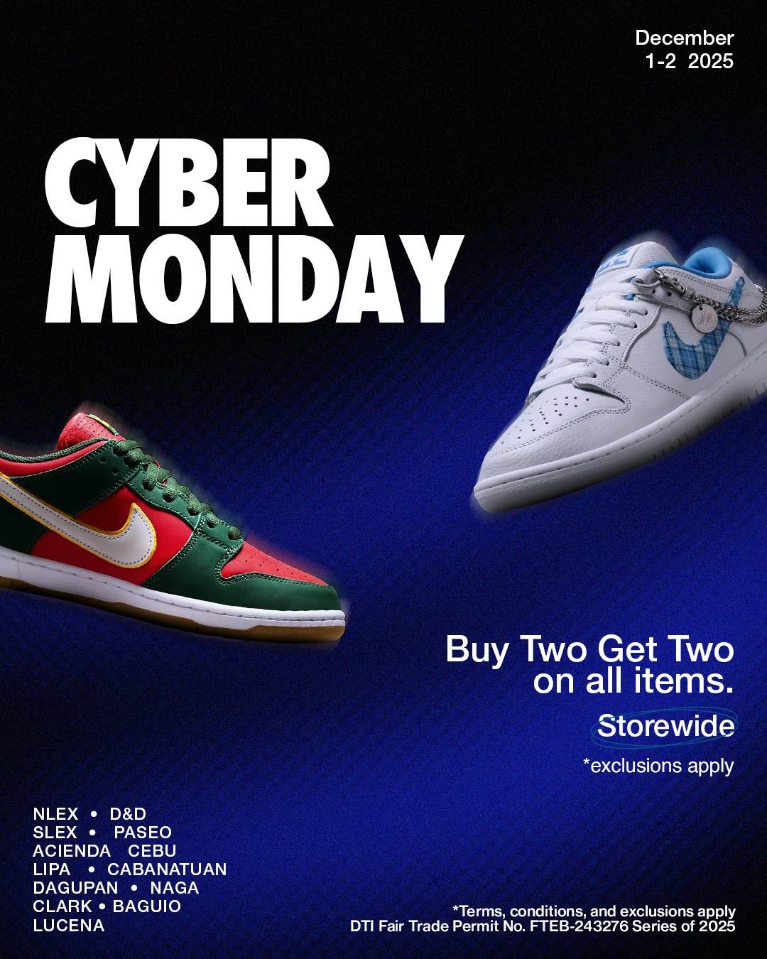This store is offering a Buy 2, Get 2 promo on all Nike items until Dec. 2