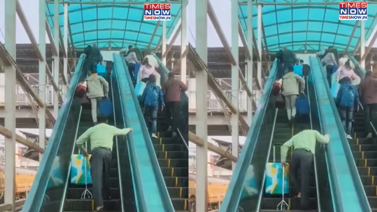 Specially-Abled Man Struggles With Malfunctioned Escalator In Varanasi ...