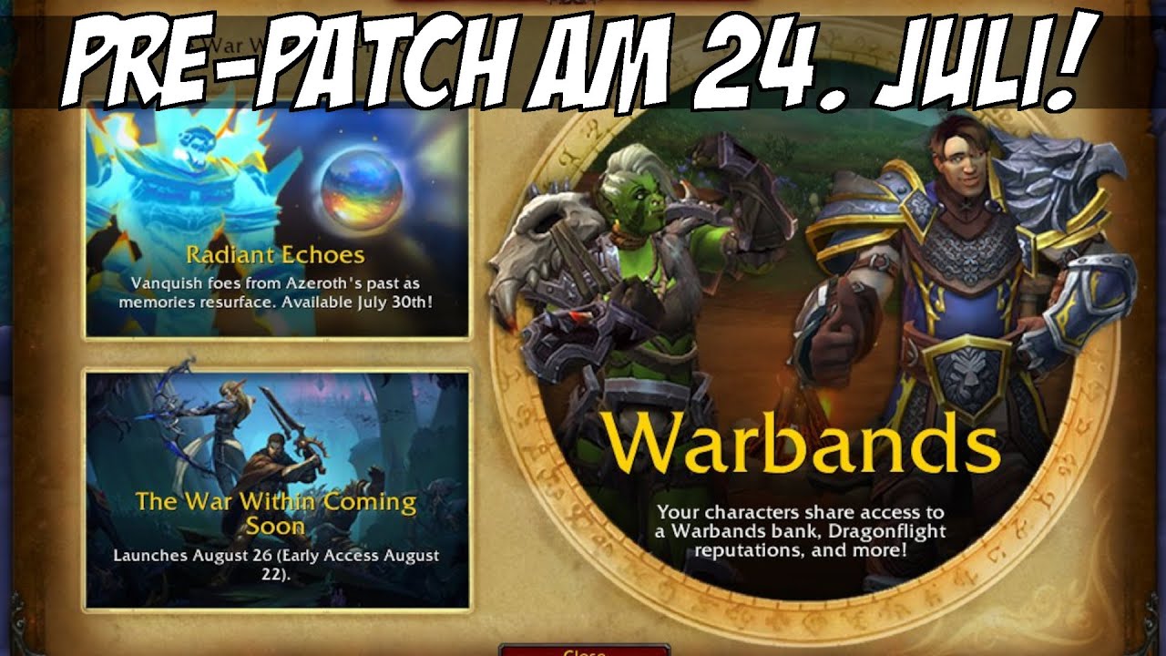 Dieses Zeichen deutet darauf hin, dass der Pre-Patch zu The War Within ...