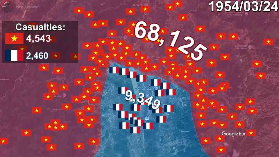 Battle of Dien Bien Phu mapped