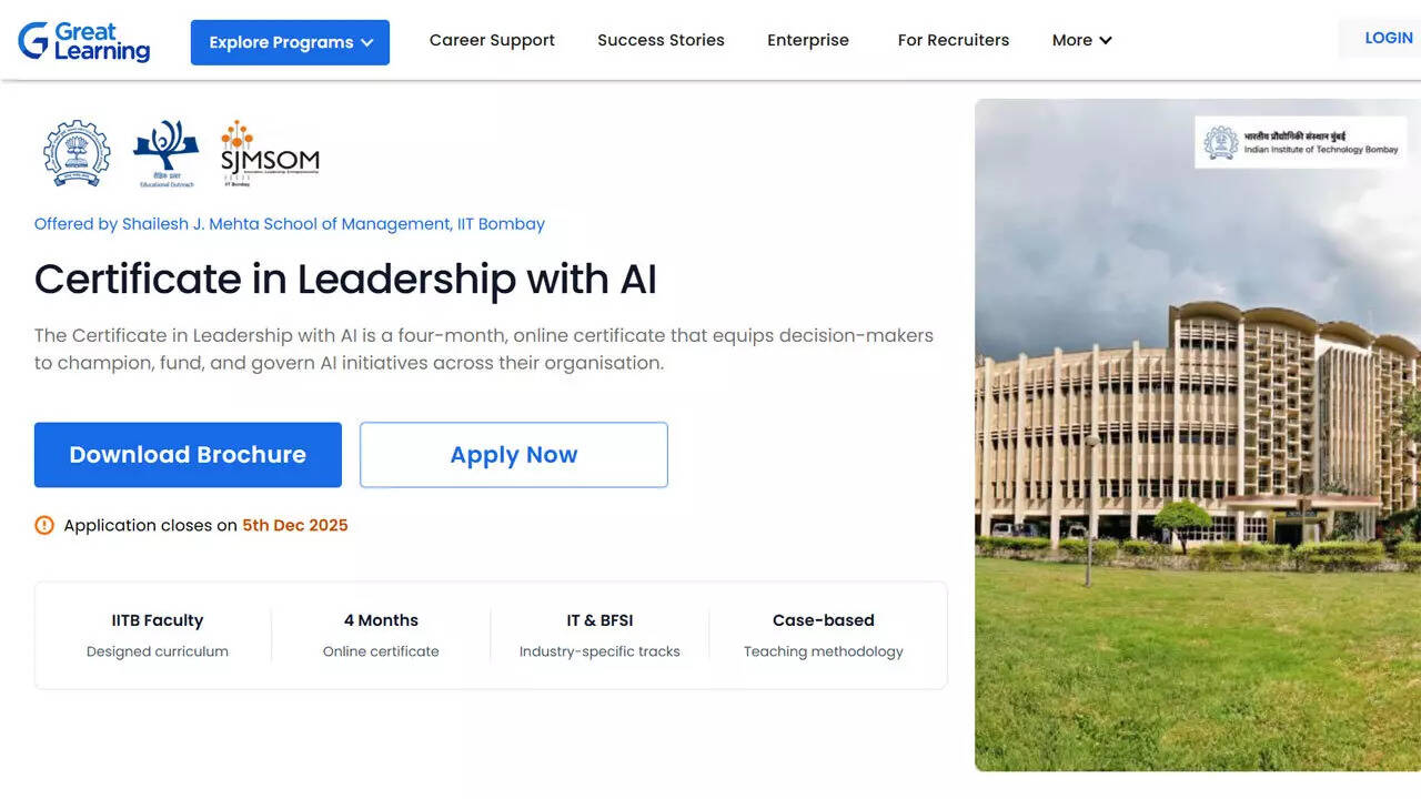 IIT Bombay opens registrations for certificate in leadership with AI ...