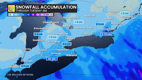 Overnight snow sneaks into southern Ontario, with more winter trouble on the way