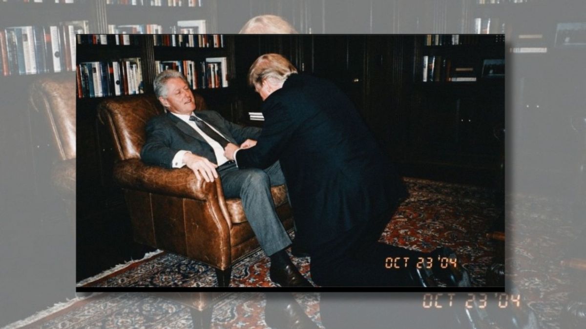Image of Trump unbuckling Bill Clinton's pants is fake. Here's how we know