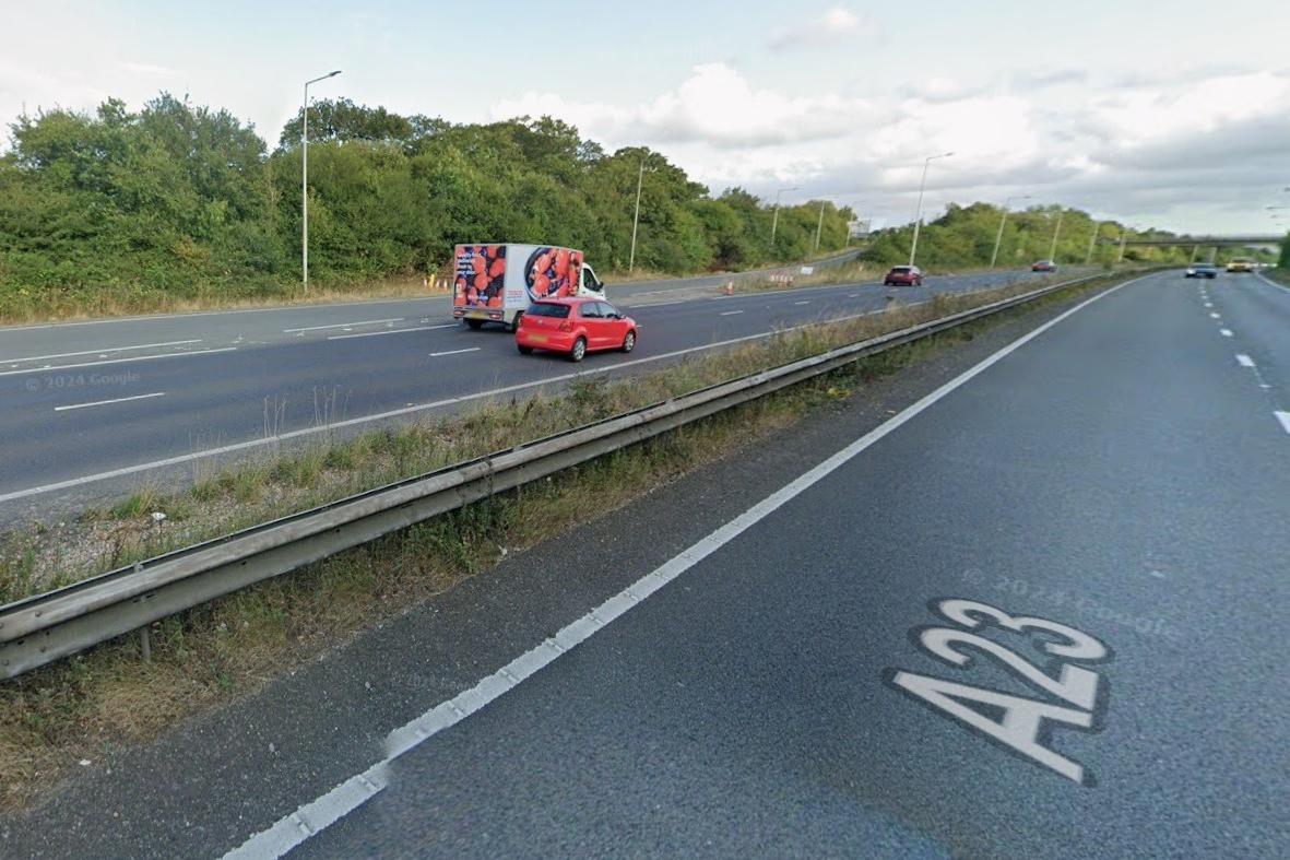 A23 in Sussex open again following report of crash involving two vehicles