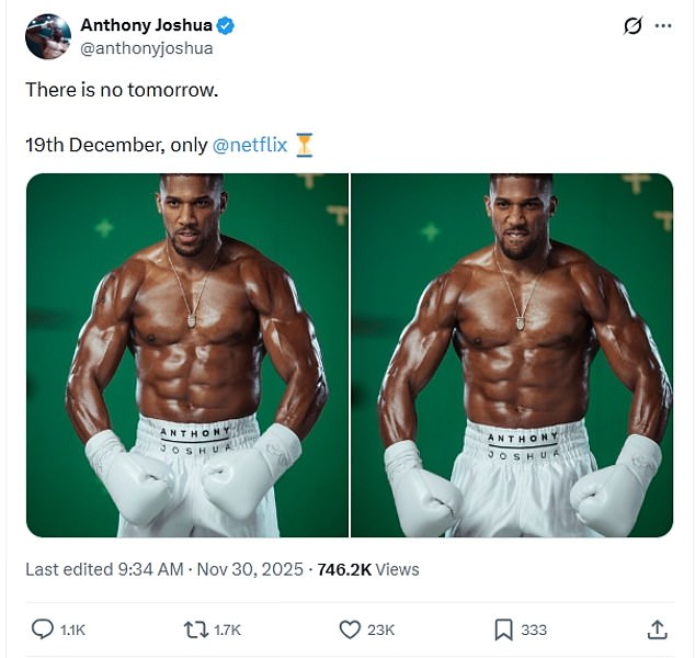 Anthony Joshua shows off incredible shredded physique - but faces need ...