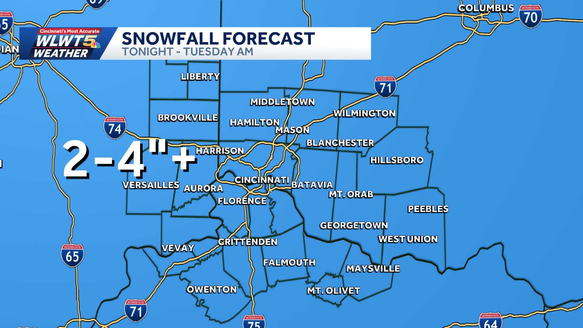 Winter Weather Advisory: 2–4+ inches of snow expected in Cincinnati