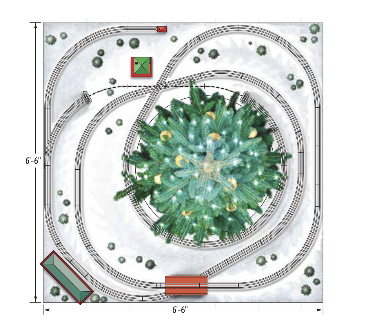 Three times around the Christmas tree track plan