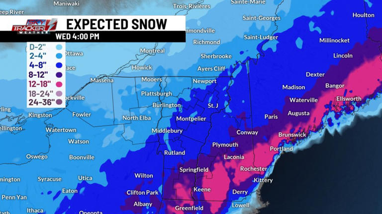 Tuesday’s Winter Storm: Expected snowfall totals