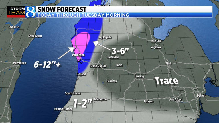 Localized lake-effect snow expected Monday