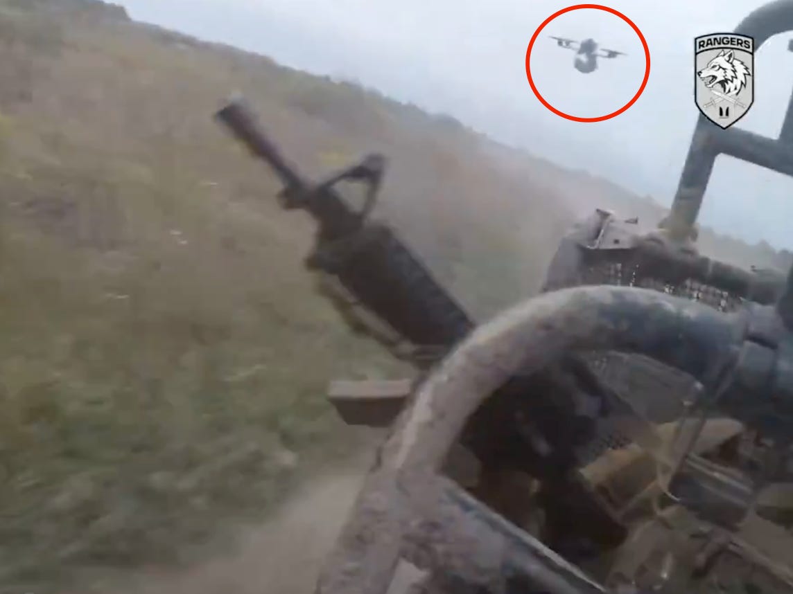 Ukrainian special ops forces narrowly dodged a drone strike. A soldier ...
