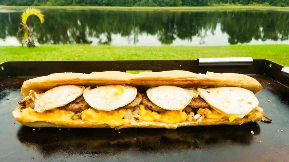 This is the biggest breakfast sandwich I’ve ever cooked on the Blackstone